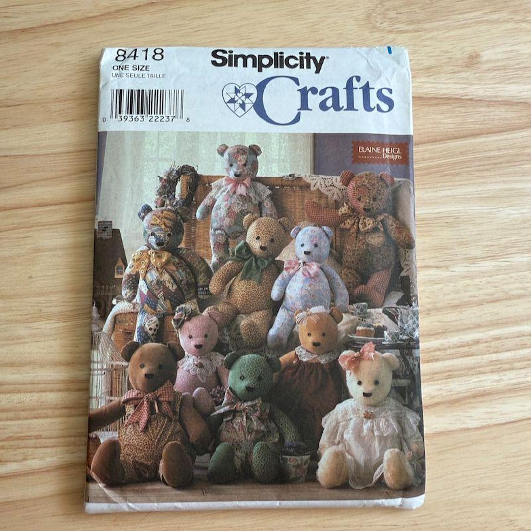 OOP Simplicity 8418 Stuffed Bears W Overalls Elaine Heigl Pattern 18 20 ...