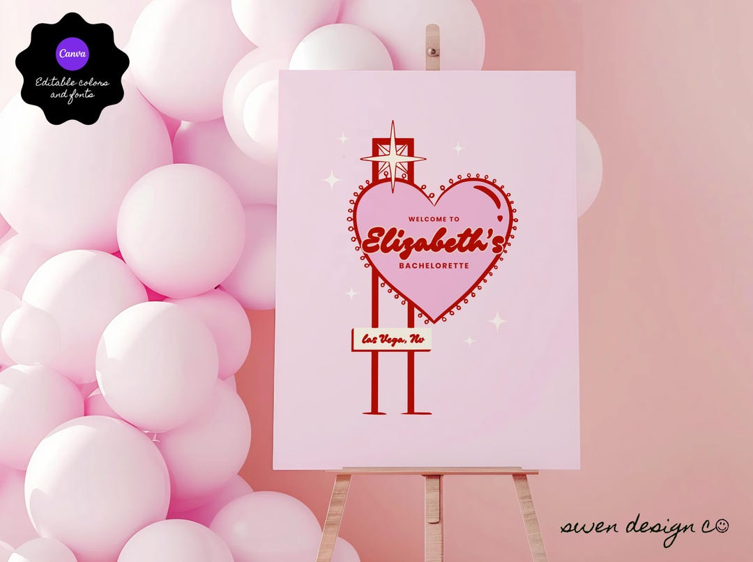 Bachelorette Weekend Welcome Sign, Las Vegas | Hand-drawn | Casino ...