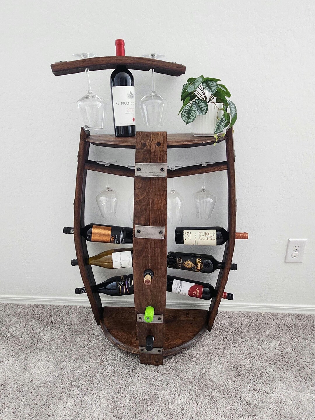 Wine Barrel Bottle Rack and Glass Storage - Etsy