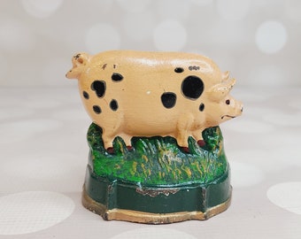 Pig Door Stop or Bookend Large Cast Iron Gift Home Office Decor - Etsy