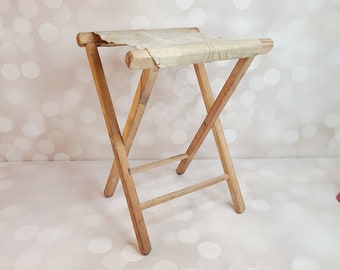 PGA Folding Golf Stool: Wood & Canvas Vintage Camp Seat - Etsy