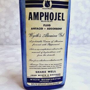Vintage Amphojel Blue Medicine Bottle - Etsy