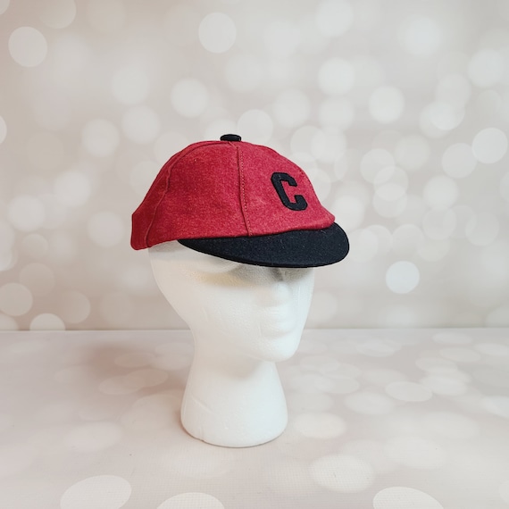 Vintage Maroon Felt Baseball Cap with C - Gem
