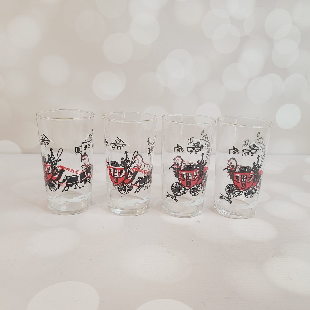 Vintage Libby Stagecoach Glasses, Set of 4 - Etsy