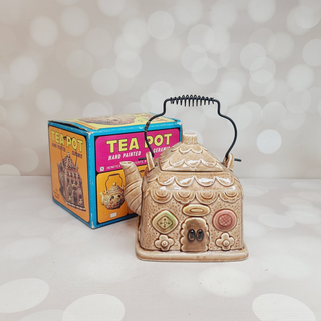 Vintage Ceramic Gingerbread House Teapot - Etsy