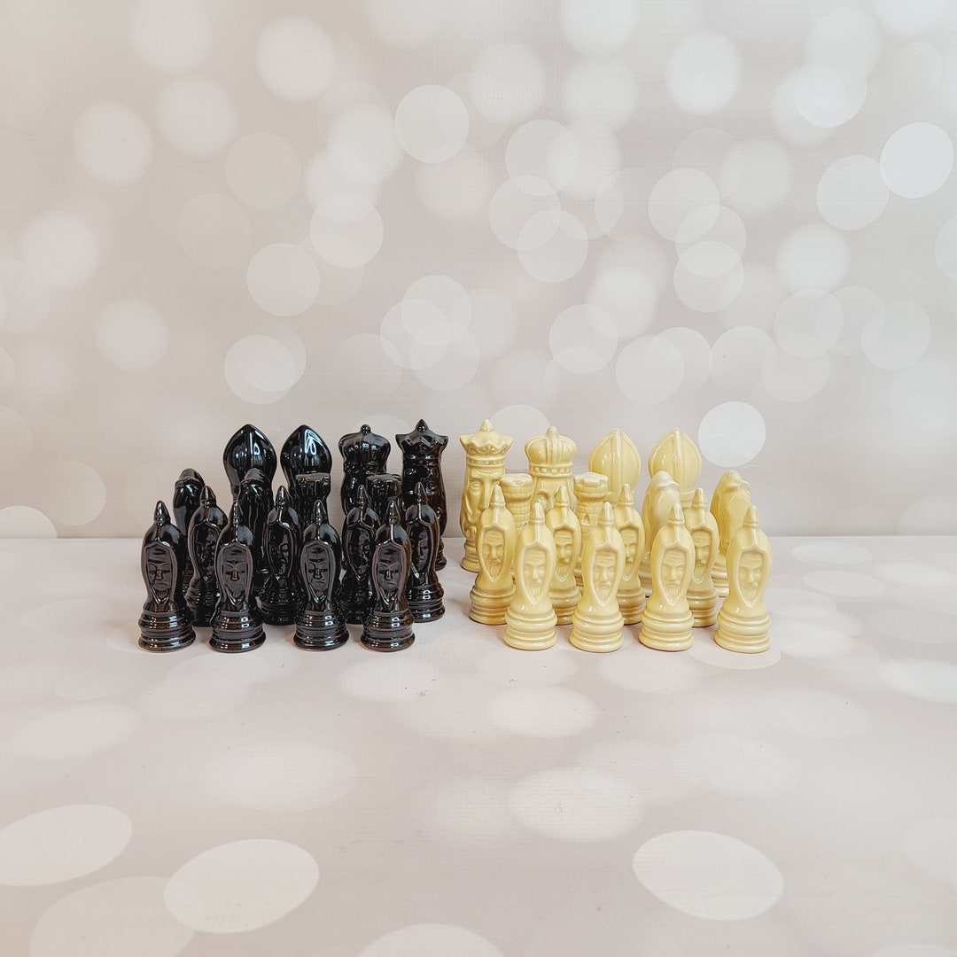 Vintage Chess Piece Set, Medieval Faces - Etsy