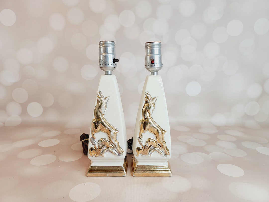 Vintage Mid Century Gazelle Lamps, Set of 2 - Etsy