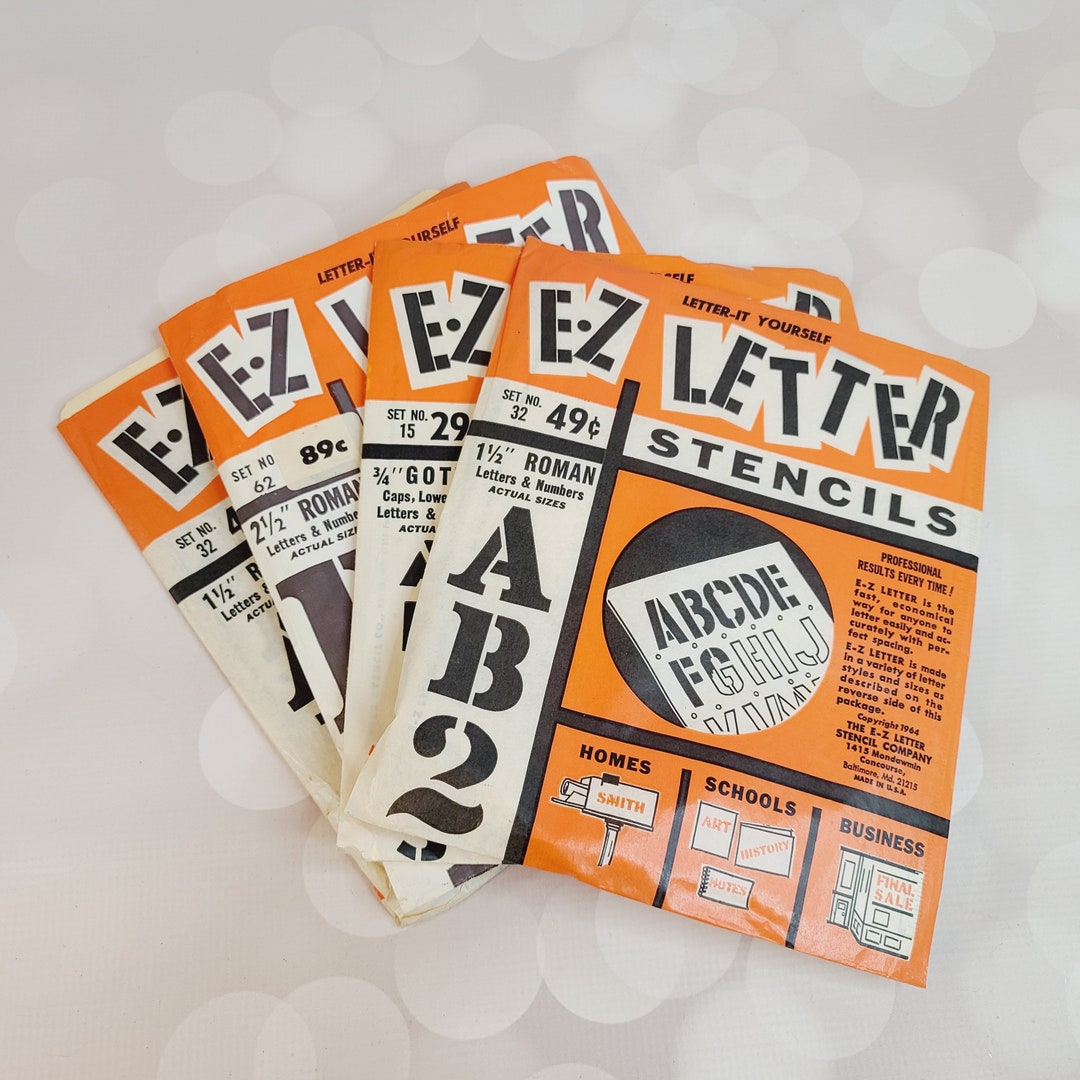 Vintage Letter Stencils, Set of 4 - Etsy