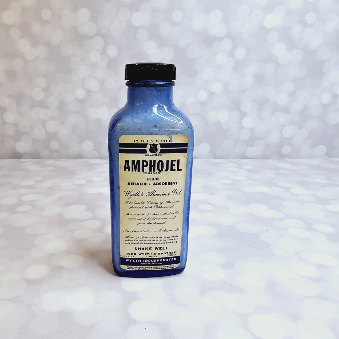 Vintage Amphojel Blue Medicine Bottle - Etsy