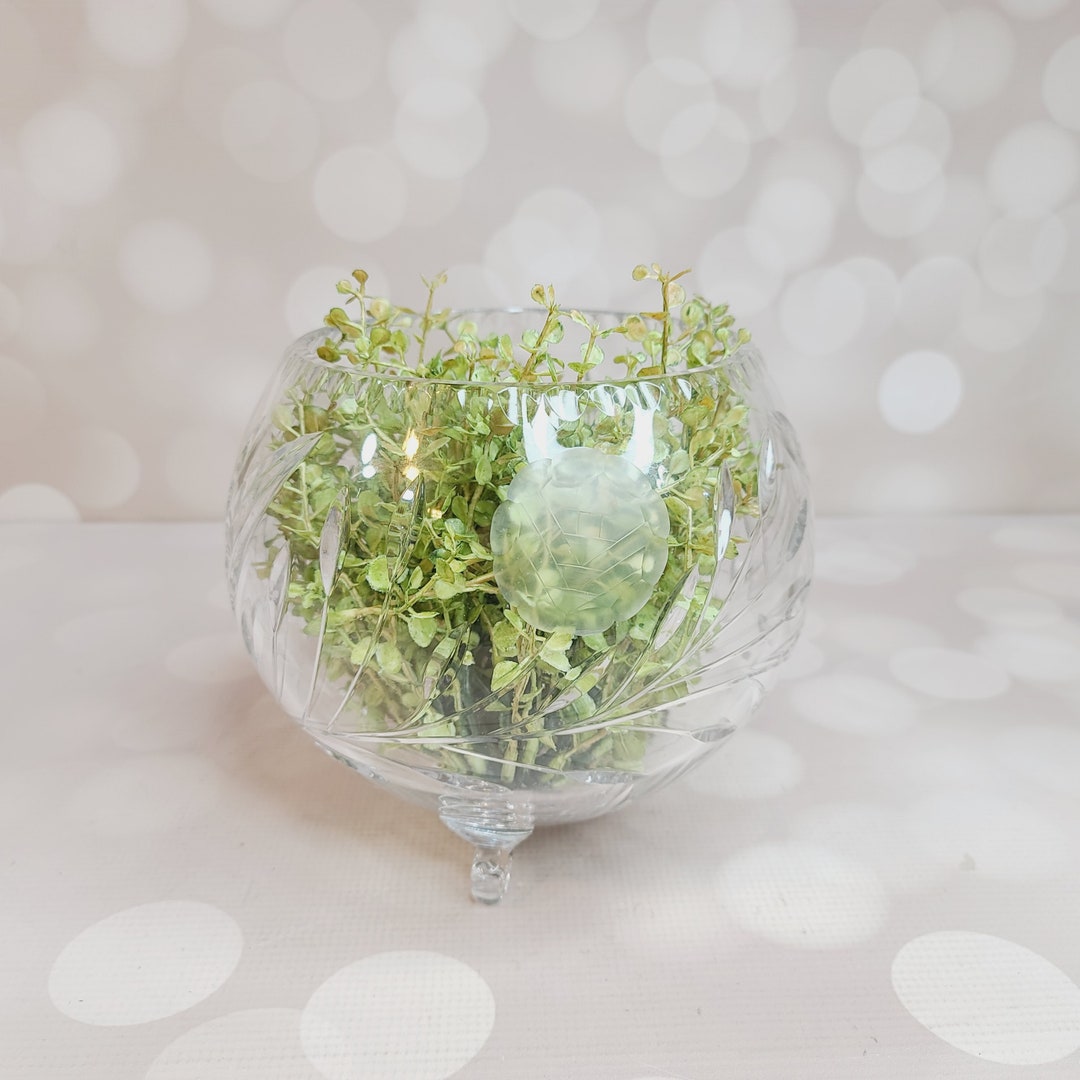 Vintage Crystal Cut Rose Fish Bowl Candy Dish - Etsy