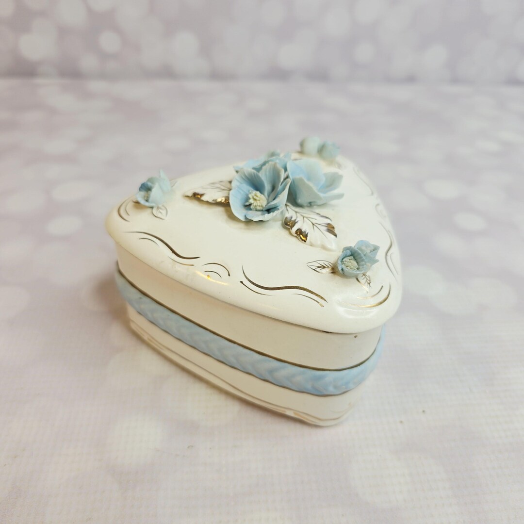 Vintage Napco Blue Flower Triangle Trinket Box, 1961 - Etsy