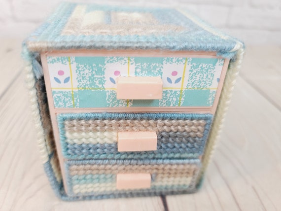 Vintage Crocheted Box, Mini Drawers - Gem
