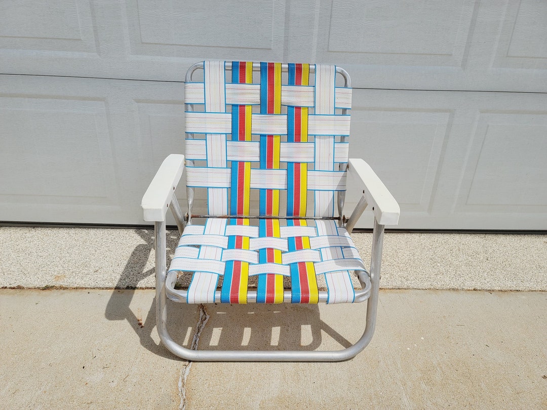 Vintage Beach Chair, Aluminum Webbed - Etsy Australia