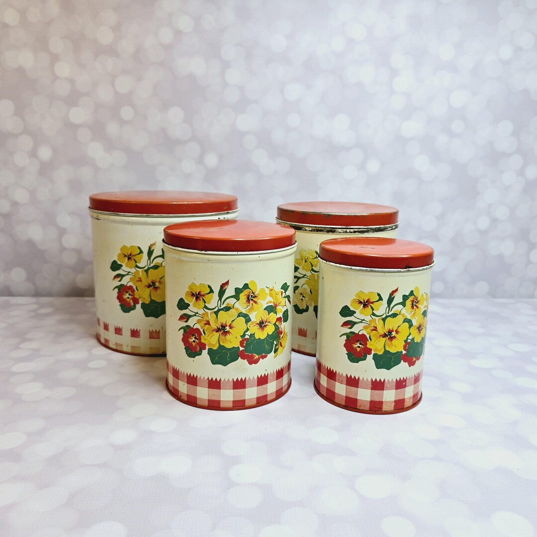 Vintage Mid Century Canisters, Set of 4 - Etsy