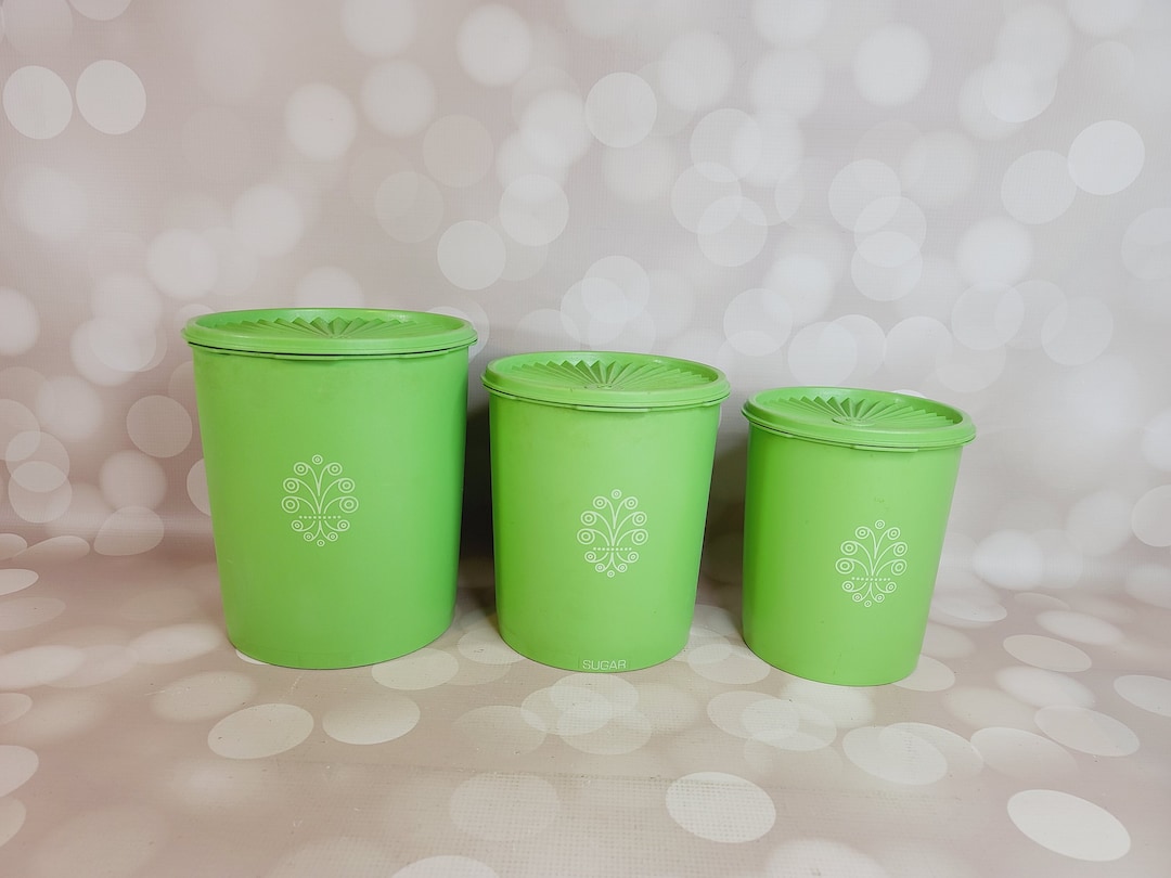 Vintage Apple Green Tupperware Canisters, Set of 3 - Etsy