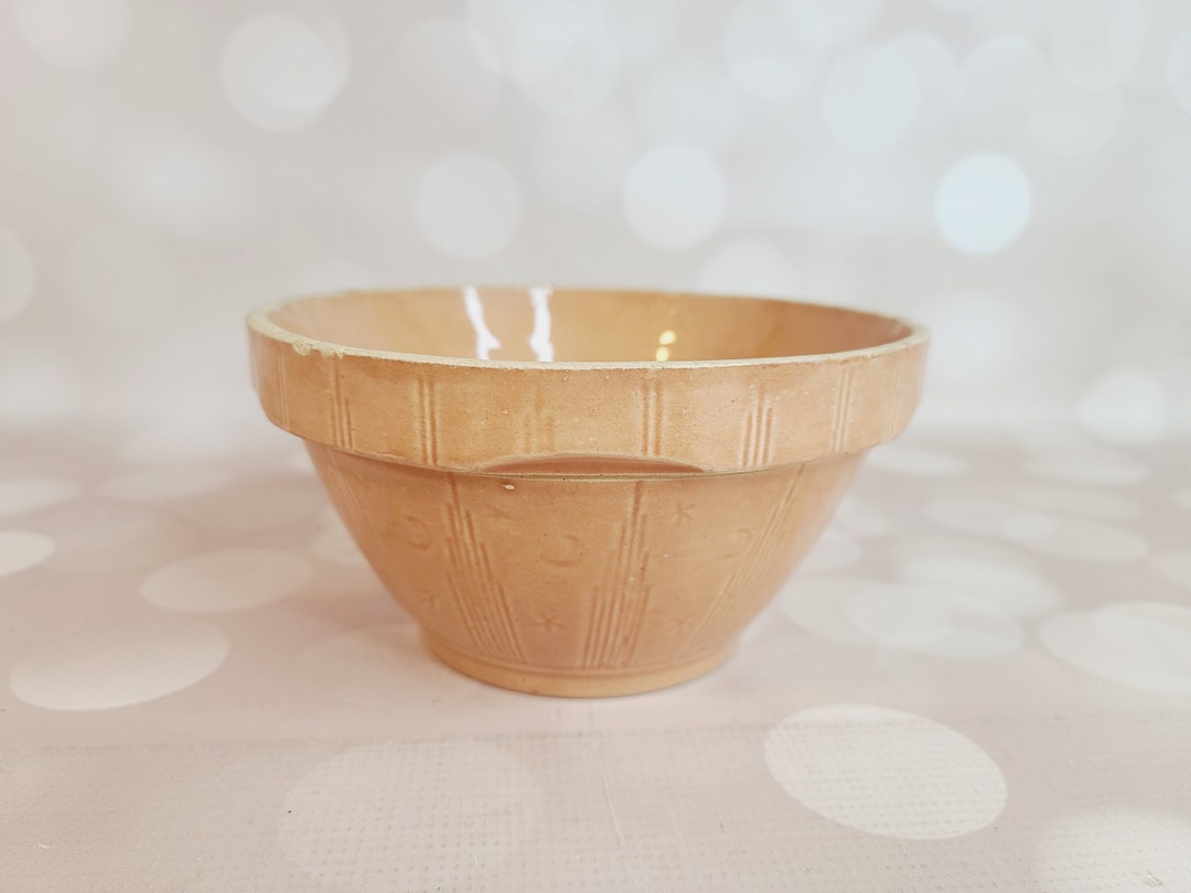 Antique Watts Pottery Moon and Stars Yellow Ware Bowl - Etsy