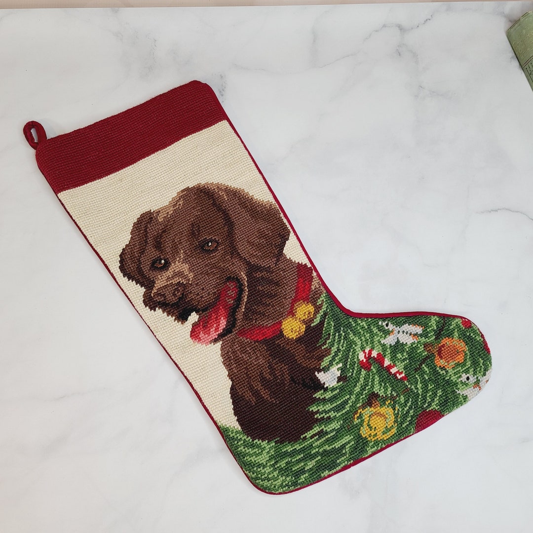 Vintage Dog Needlepoint Christmas Stocking - Etsy