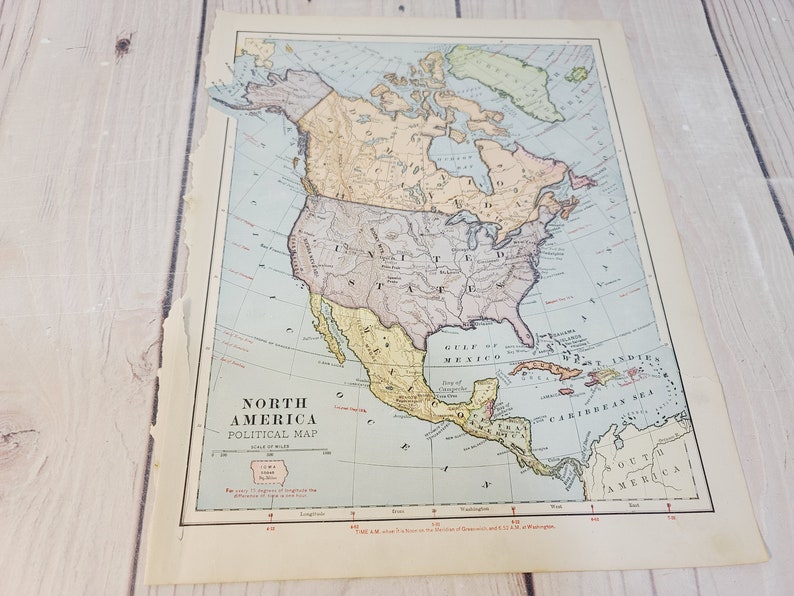 Antique North America Map - Etsy