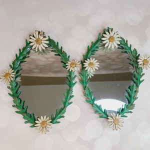 Vintage Toleware Daisy Mirrors, Set of 2 - Etsy