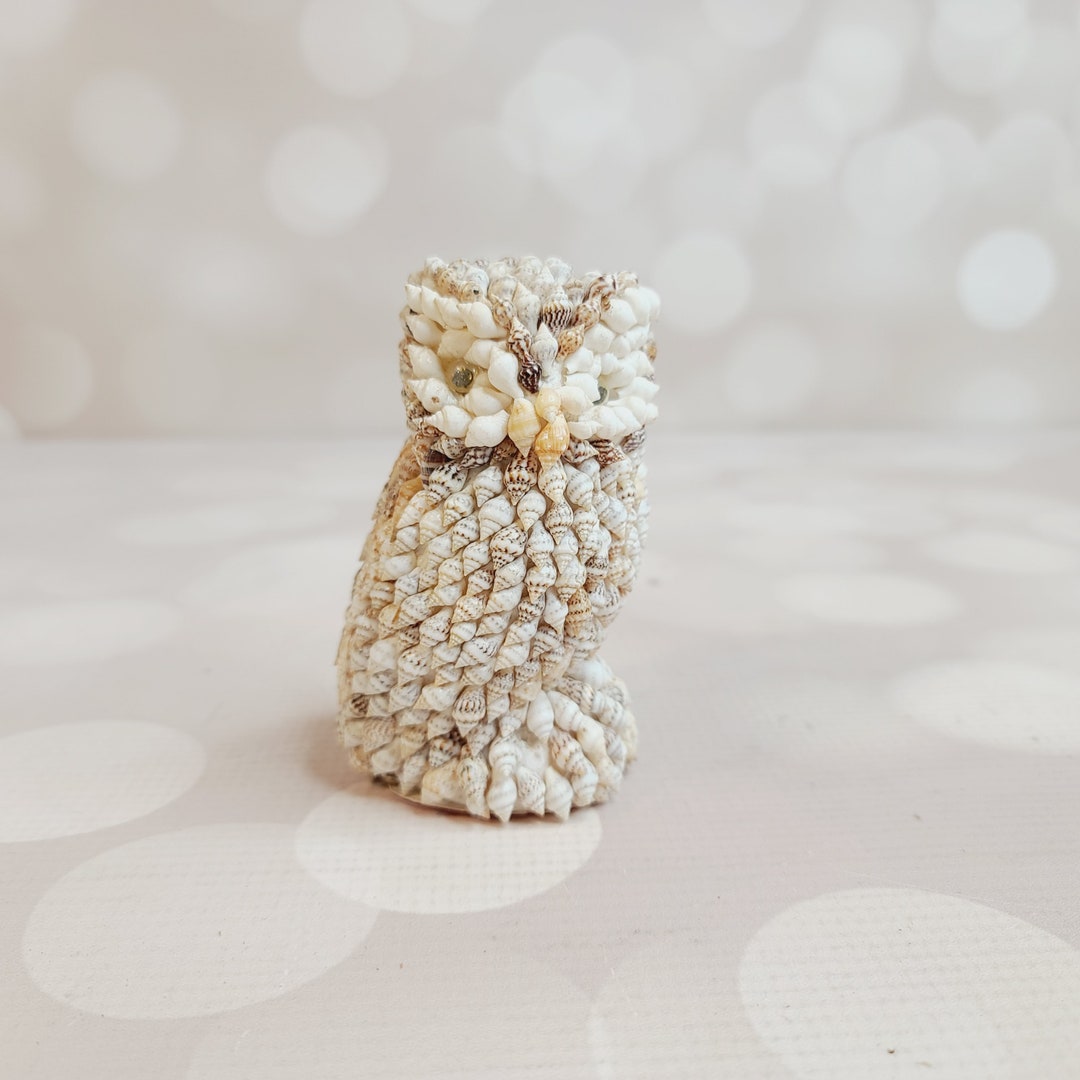 Vintage Shell Owl Statue - Etsy