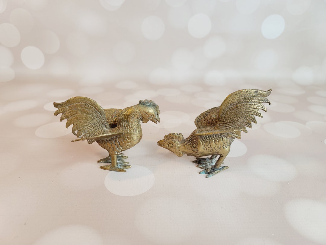 Vintage Brass Fighting Cocks Set of 2 - Etsy