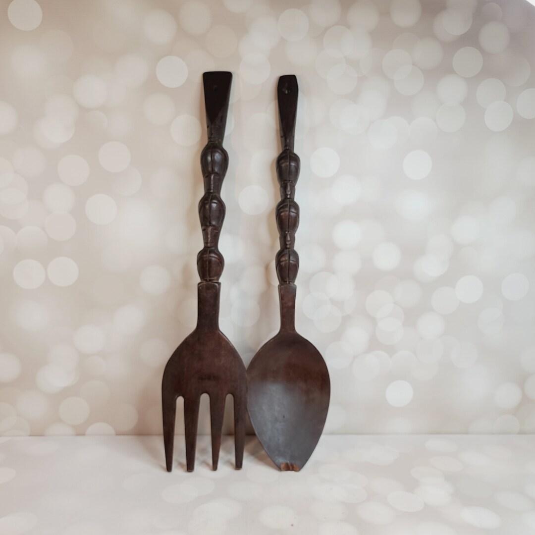 Vintage Oversized Fork and Spoon Set - Etsy