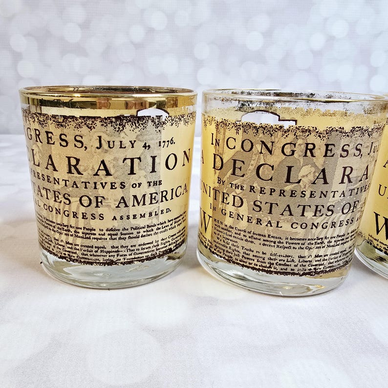Vintage Declaration of Independence Glasses, Set of 4 - Etsy