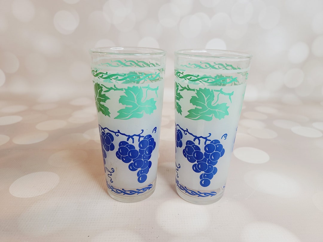 Vintage Mid Century Grape Glasses, Set of 2 - Etsy