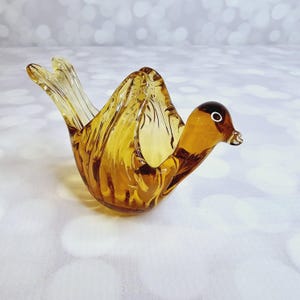 Vintage Amber Glass Bird Basket - Etsy