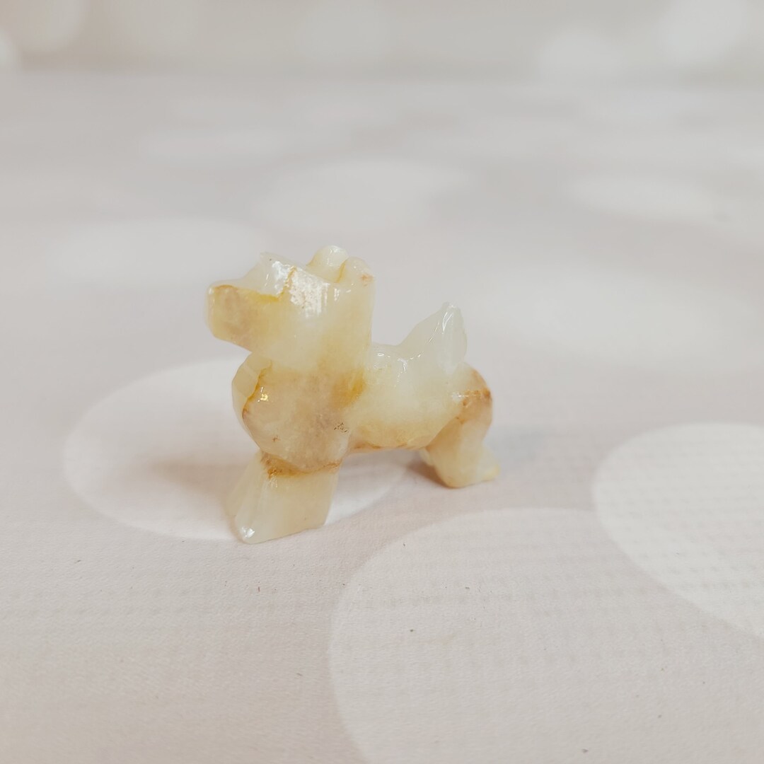 Vintage Alabaster Dog Statue - Etsy