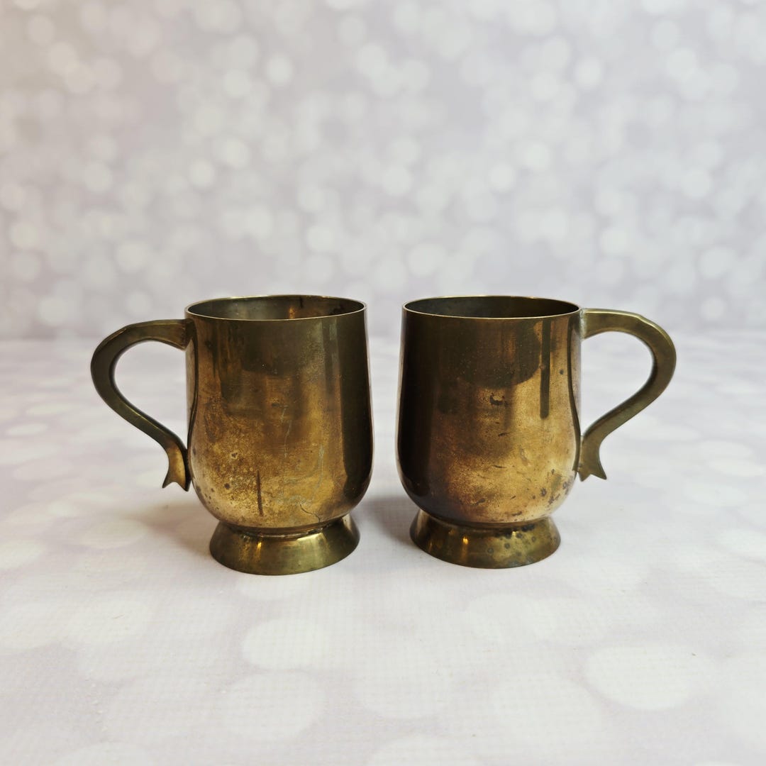 Vintage Brass Mugs, Set of 2 - Etsy