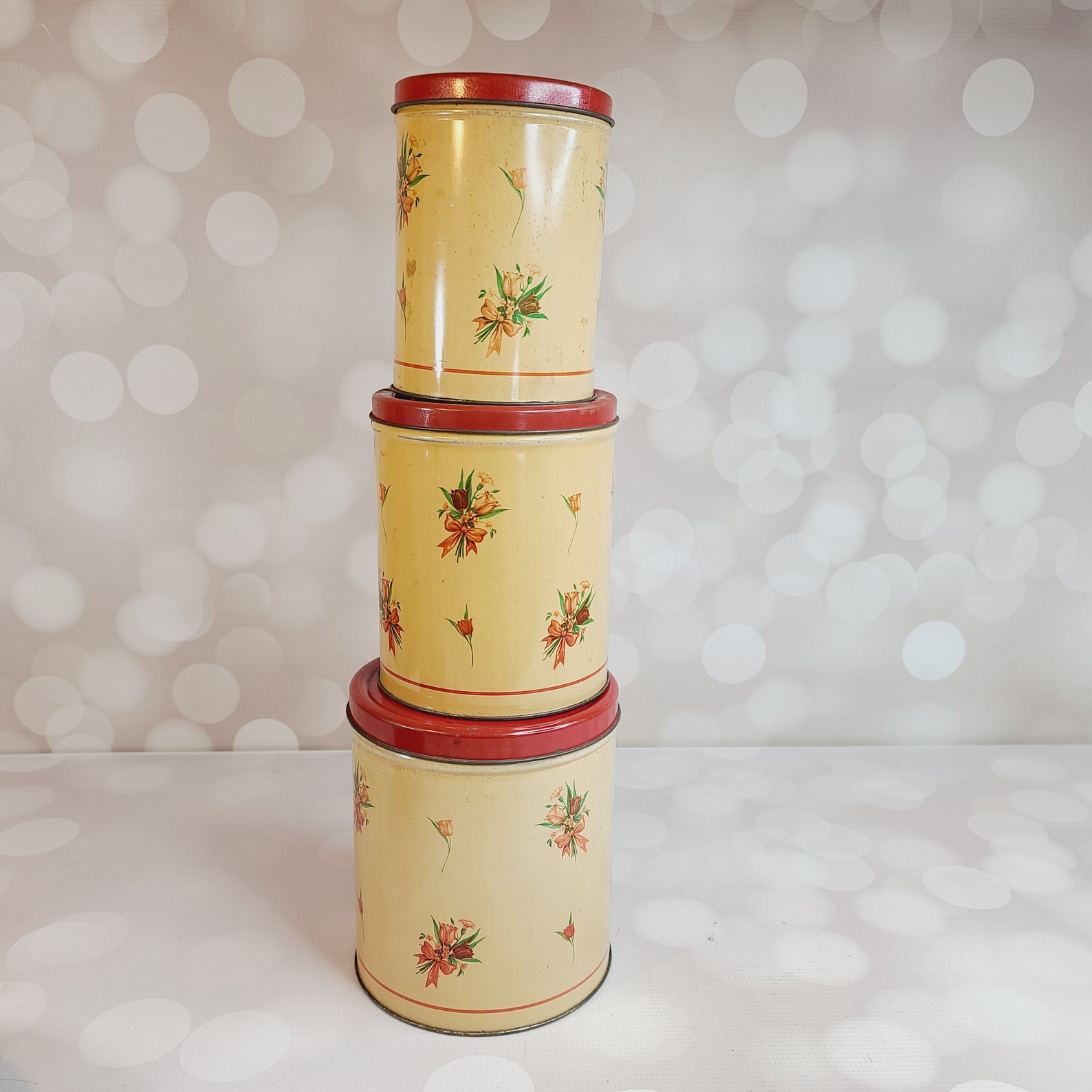Vintage Mid Century Metal Cannisters, Set of 3 - Etsy