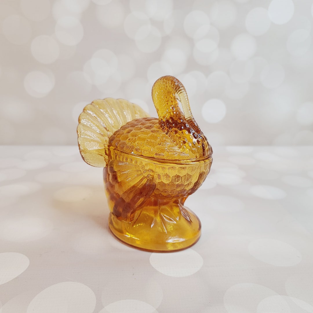 Vintage LE Smith Glass Turkey Candy Dish - Etsy