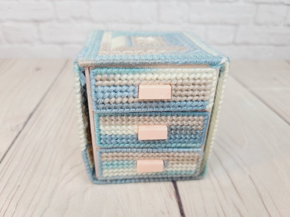 Vintage Crocheted Box, Mini Drawers - Gem