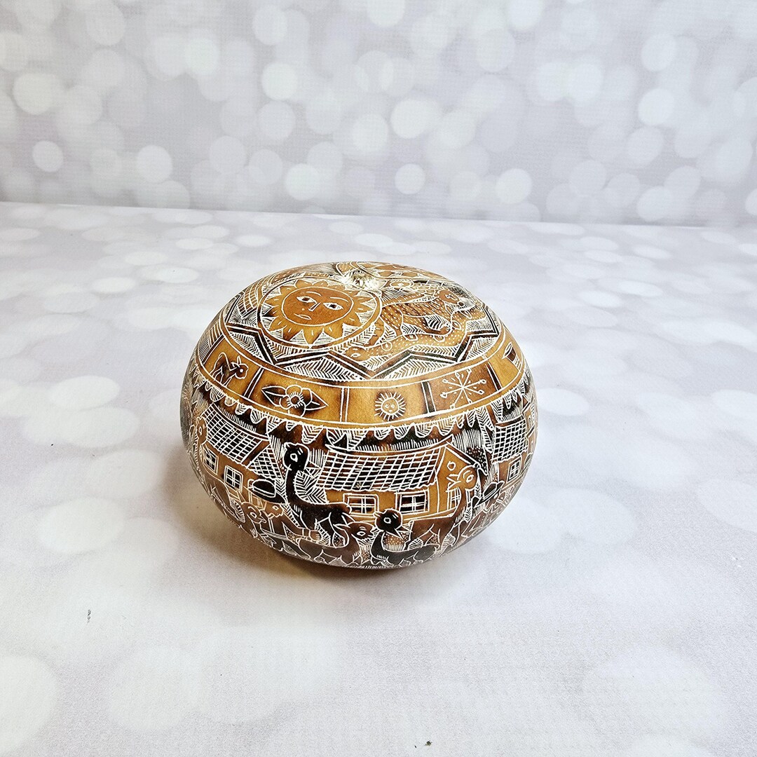 Vintage Peruvian Hand Carved Shaker Gourd - Etsy
