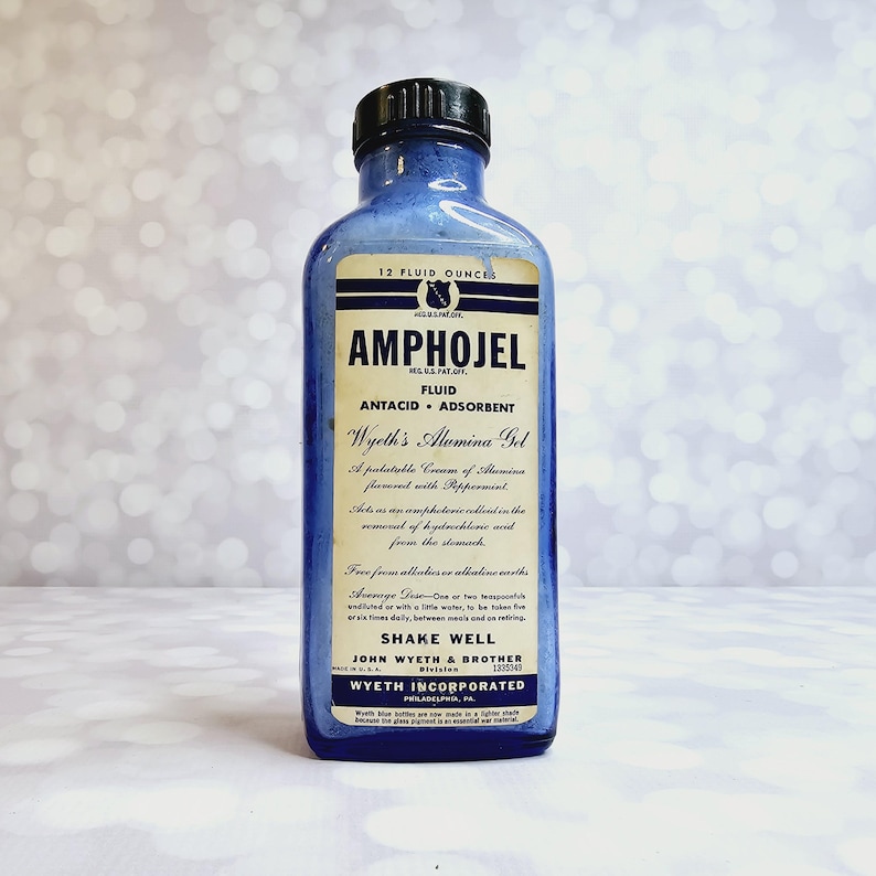 Vintage Amphojel Blue Medicine Bottle - Etsy