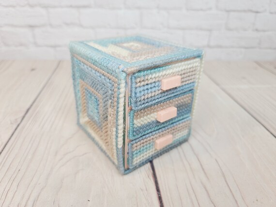 Vintage Crocheted Box, Mini Drawers - Gem