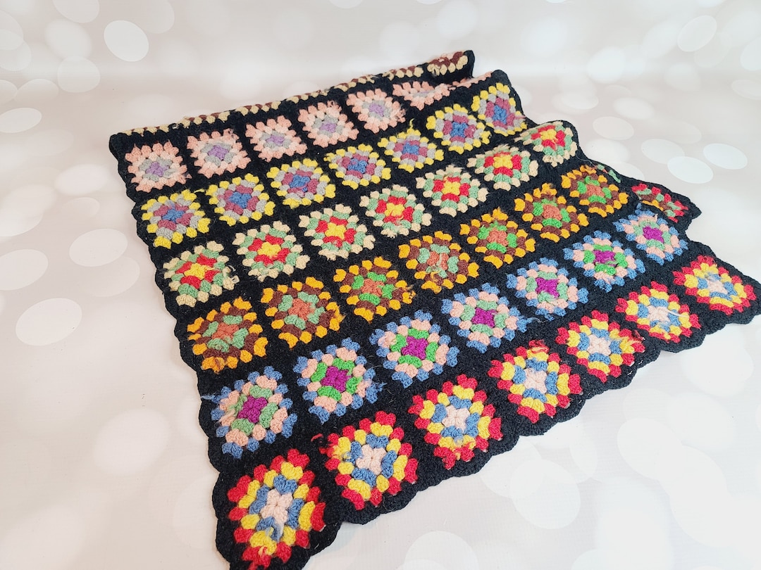 Vintage Granny Square Sofa Scarf - Etsy
