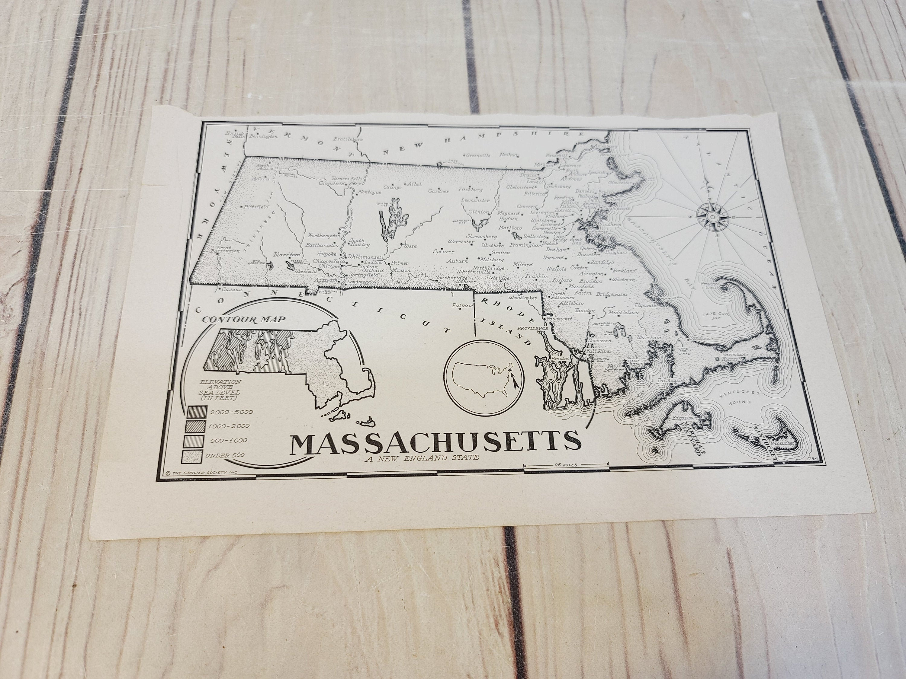 Vintage Massachusetts State Map | Etsy