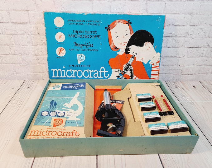 Vintage Microscope Set, Science, Kids - Etsy