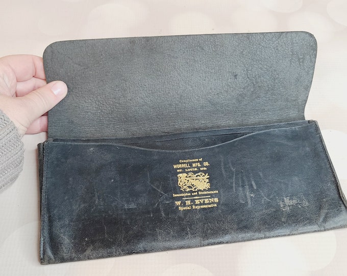 Antique Leather Folder, Antique Document Folder, Leather Document ...