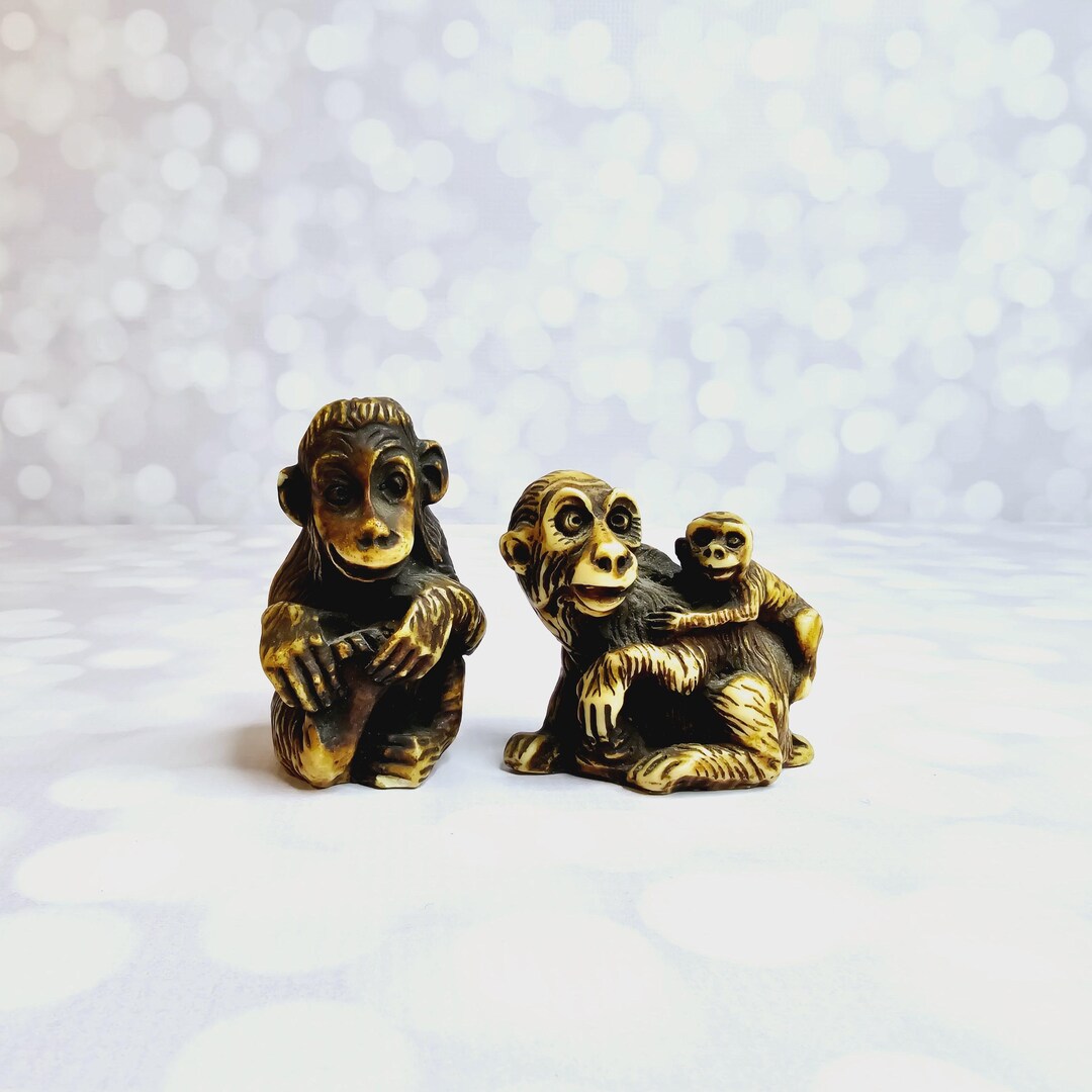 Vintage Resin Monkey Statue Set - Etsy