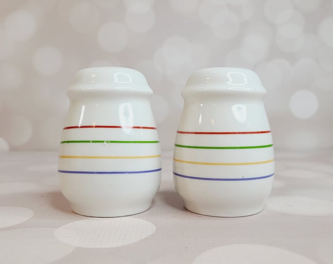 Vintage Rainbow Stripe Salt and Pepper Shakers - Etsy
