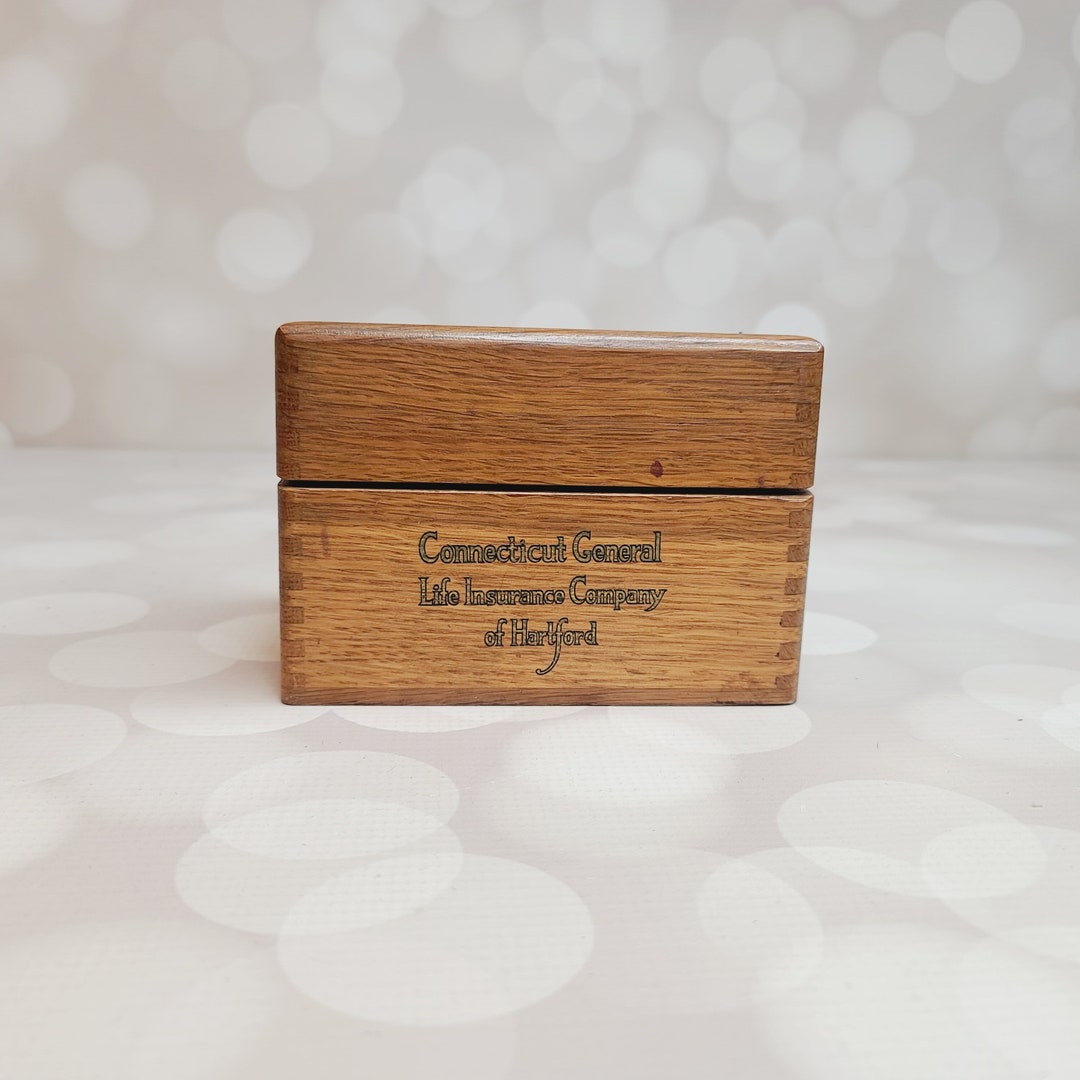 Vintage Wood Card File Box - Etsy