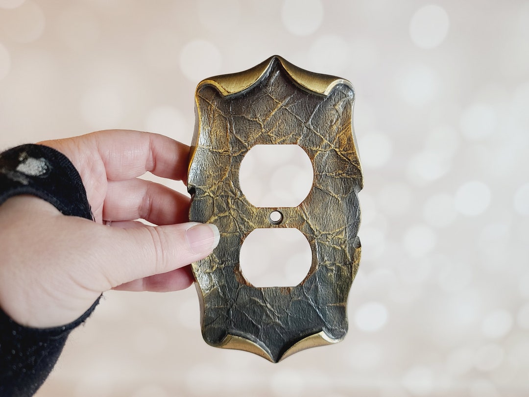 Vintage Metal Leather Look Outlet Covers, Set of 2 - Etsy