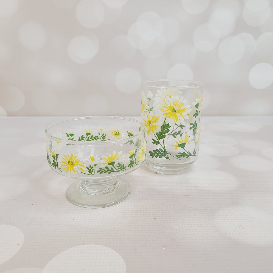 Vintage Libbey Daisy Glassware, Set of 2 - Etsy