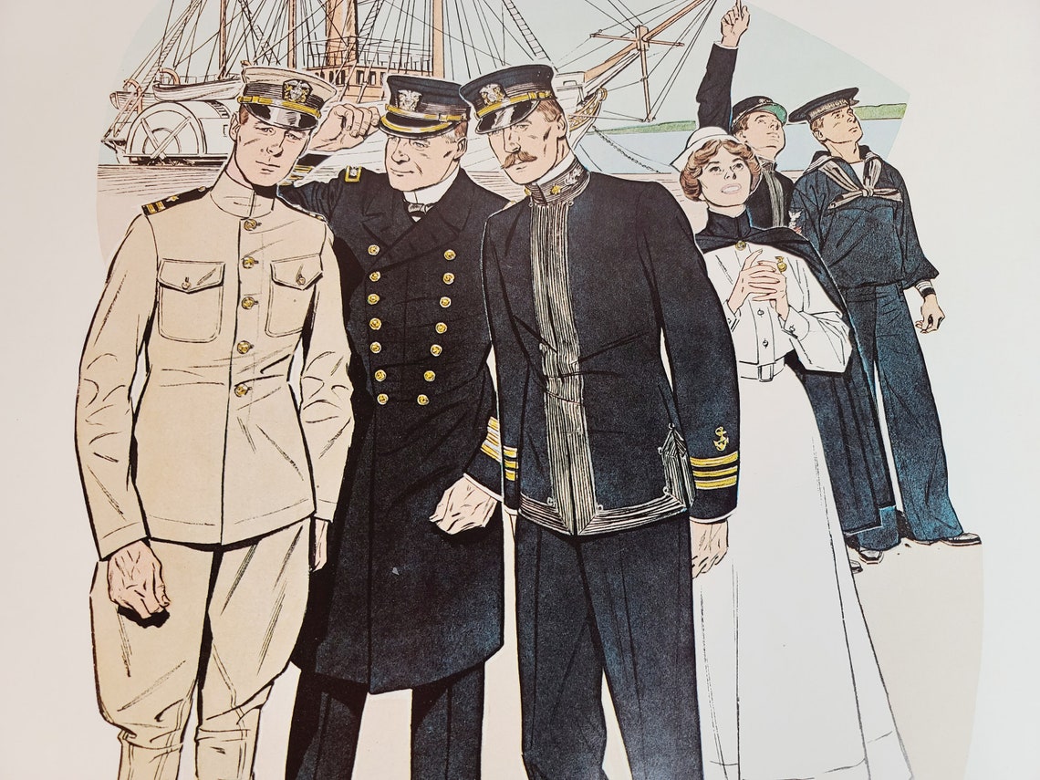 Vintage Uniforms of the US Navy Print H. Charles Mcbarron Jr - Etsy