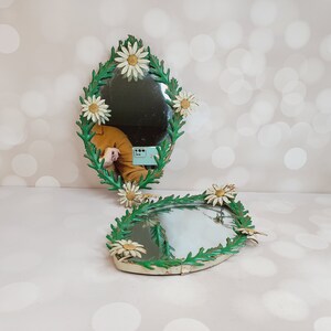 Vintage Toleware Daisy Mirrors, Set of 2 - Etsy