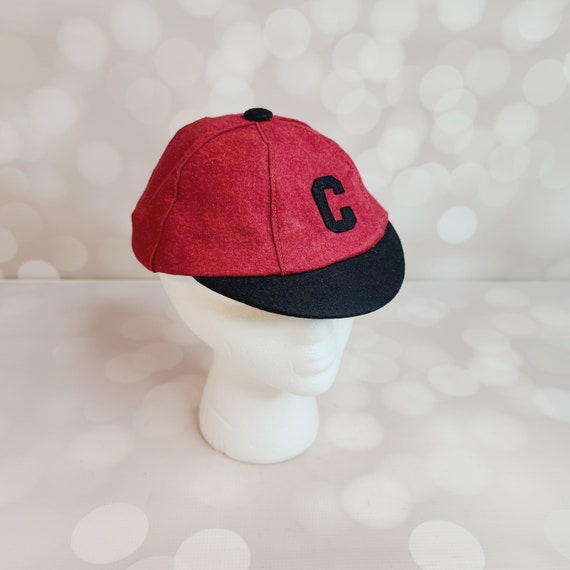 Vintage Maroon Felt Baseball Cap with C - Gem