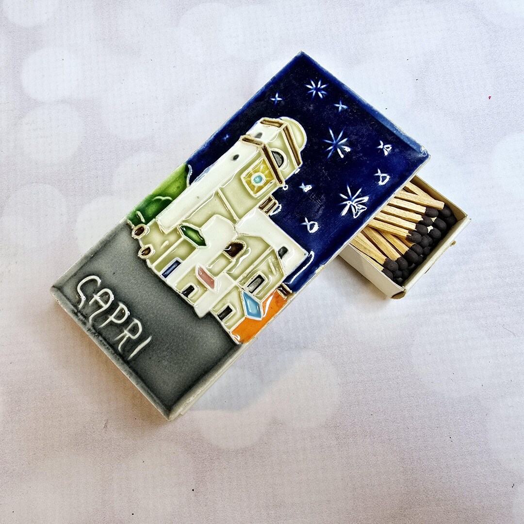 Vintage Capri Italian Ceramic Tile Match Box - Etsy